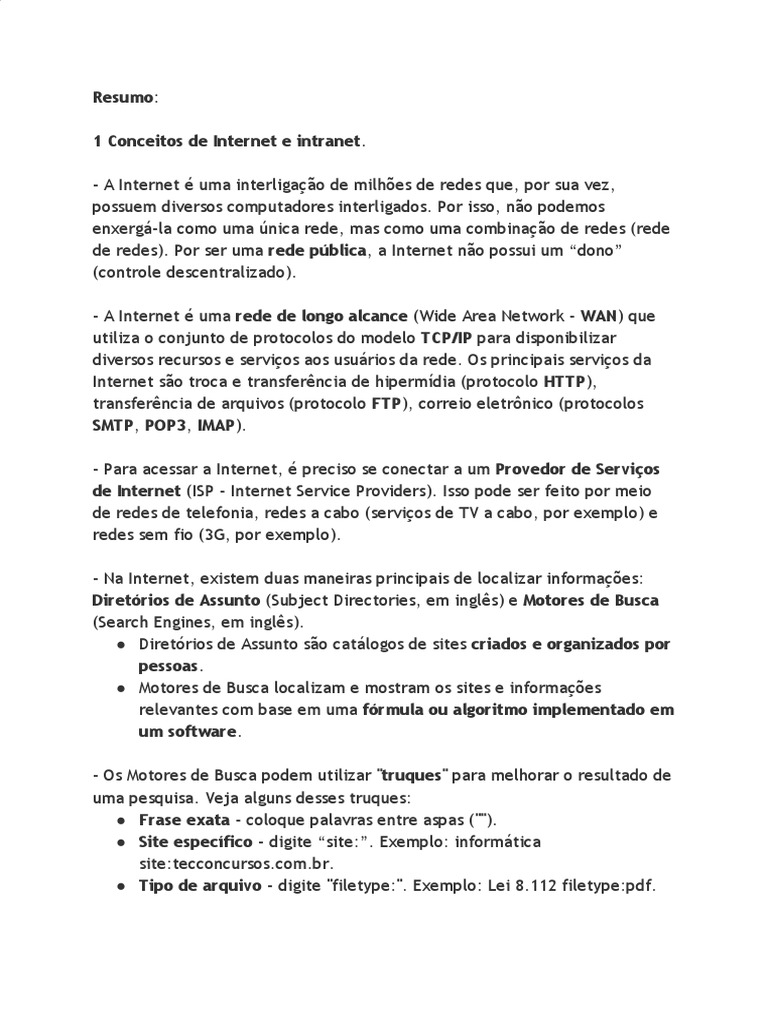Conceitos de Internet, intranet e computação em nuvem | PDF | Internet ...
