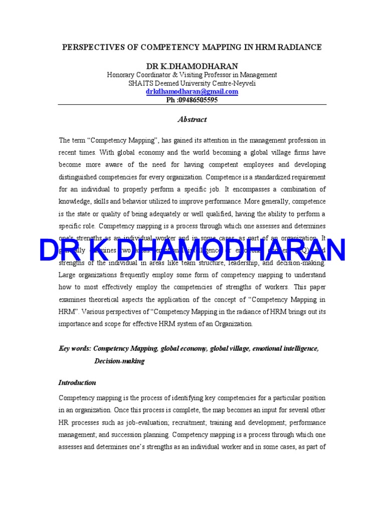 Competency Mapping | PDF | Competence (Human Resources) | Human ...