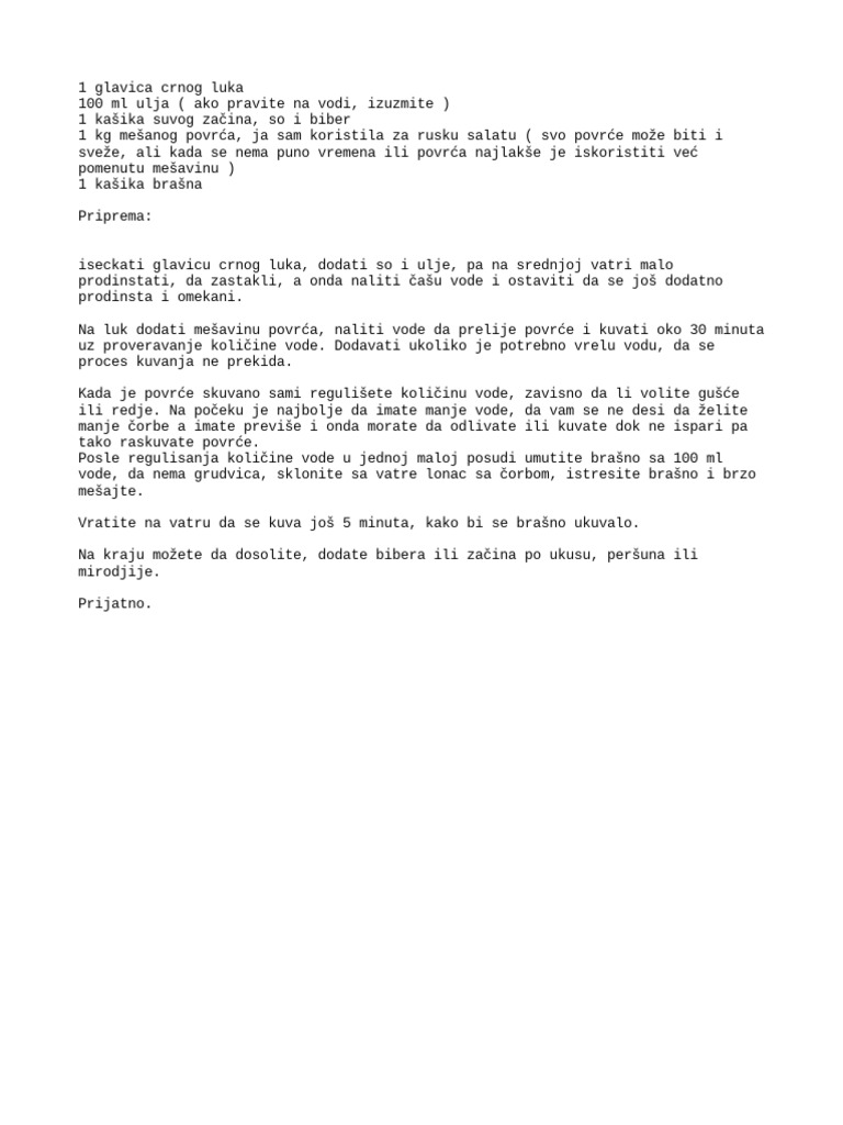 Brza Posna Corbica | PDF