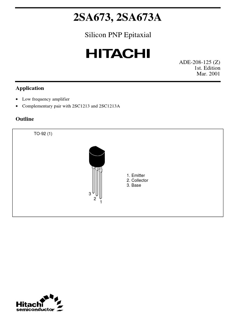 2 Sa 673 | PDF | Reliability Engineering | Bipolar Junction Transistor