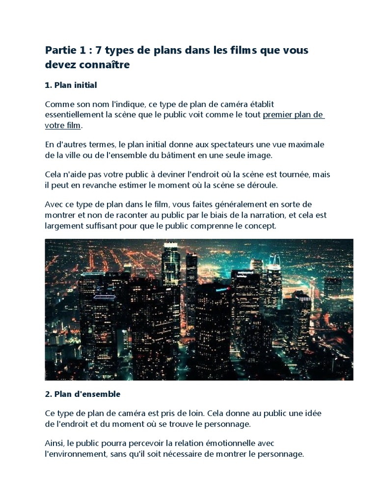Types de plans au cinéma à connaître | PDF | Visage