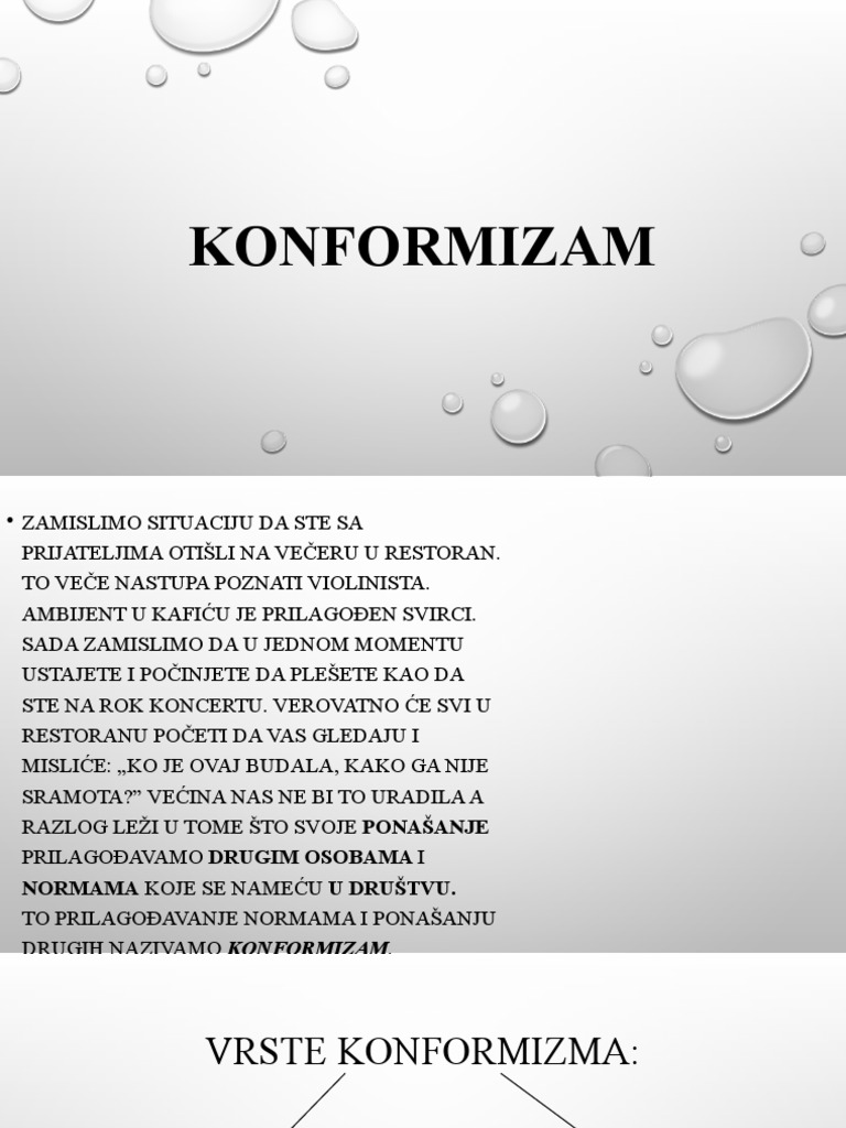 KONFORMIZAM - Pojedinac, Grupa I Društvo | PDF