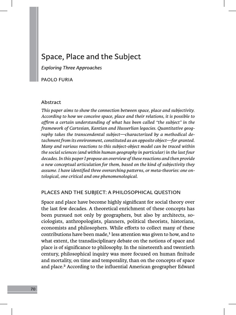 Space, Place, and Subjectivity Theories | PDF | Phenomenology ...