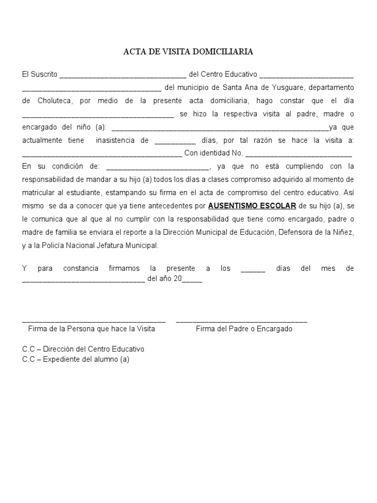 Acta de Visita Domiciliaria 2020 | PDF | Ciencias sociales