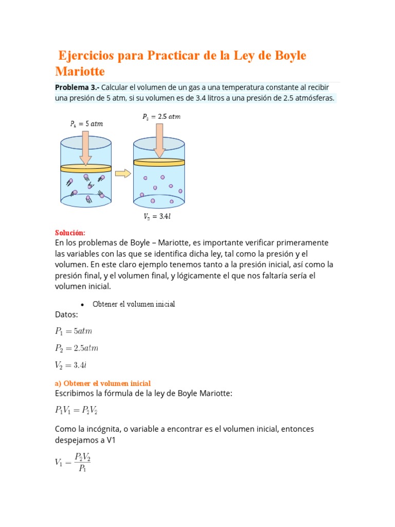 Ejercicios para Practicar de La Ley de Boyle Mariotte | PDF | Gases ...