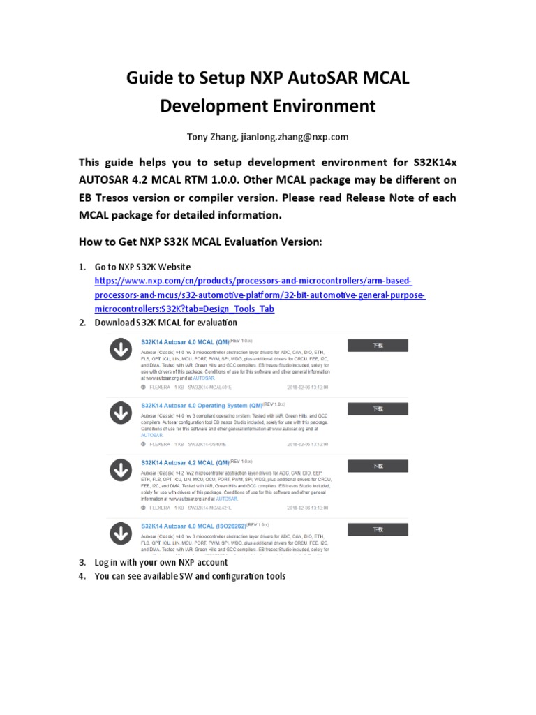 NXPAutosarSetup EB - MCAL S32K14x | PDF | Integrated Development Environment | Microsoft Windows