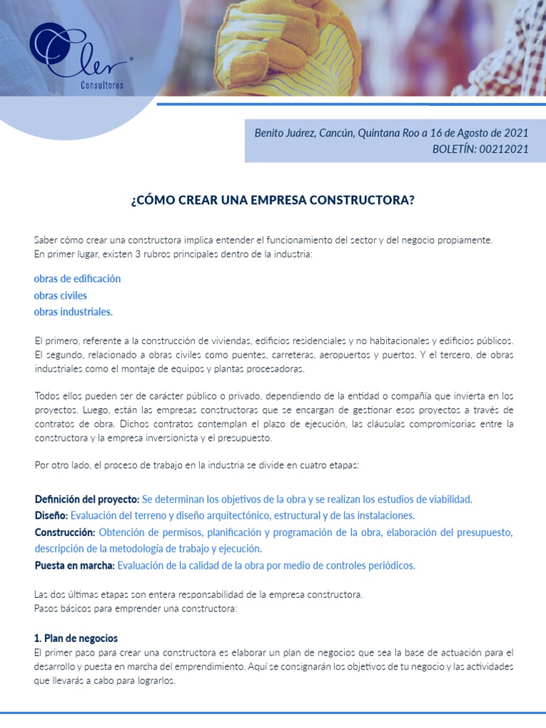 Como Crear Una Empresa Constructora | PDF