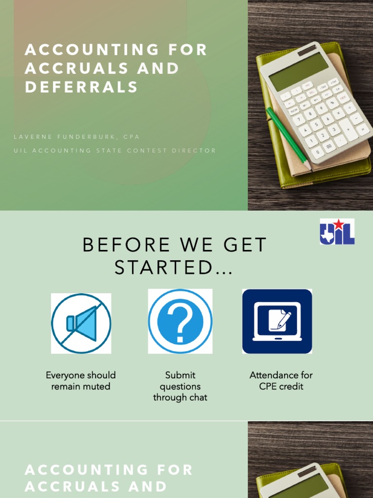 Funderburk Accounting Accruals and Deferrals For Attendees | PDF | Deferral | Accrual