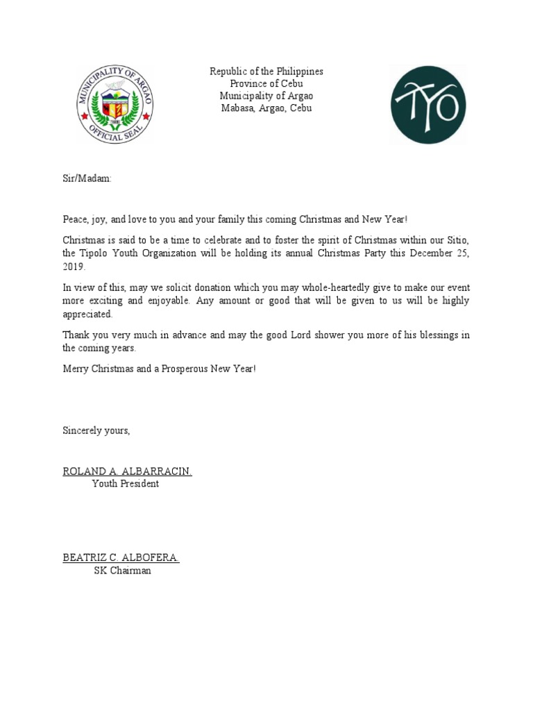 Christmas Fundraising Letter Examples