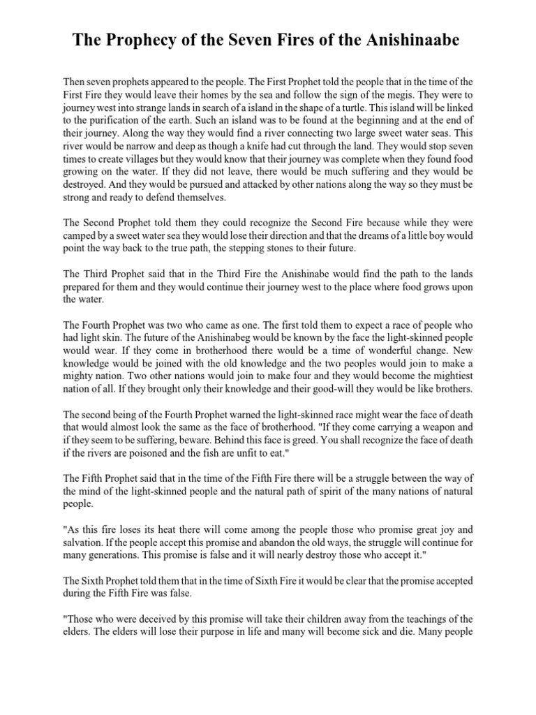 Seven Fires Prophecy | PDF | Ojibwe