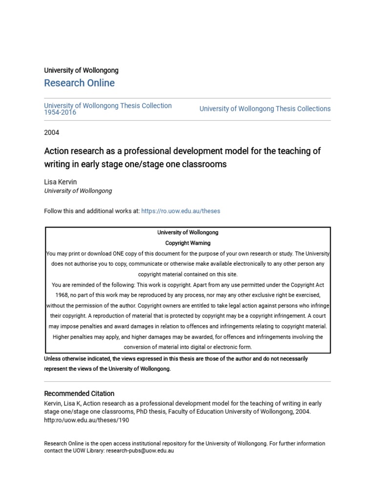 Action Research As A Professional Development Model For The Teach | PDF ...
