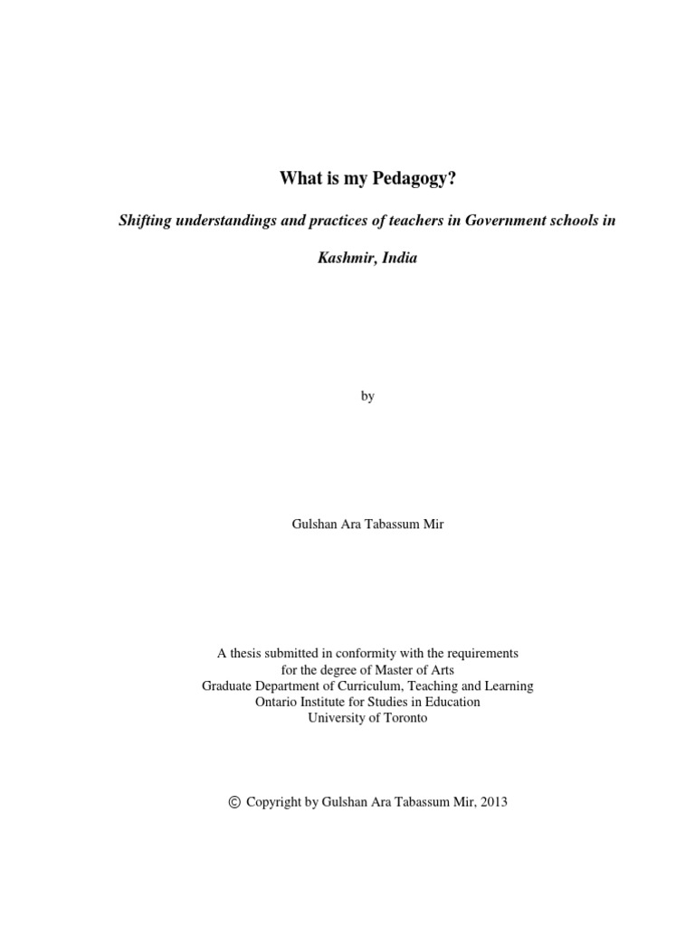 Mir Gulshan At 201306 Ma Thesis Pdf Pedagogy Teaching Method