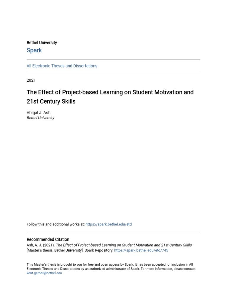 The Effect of Project-Based Learning On Student Motivation and 21 | Download Free PDF | Project ...