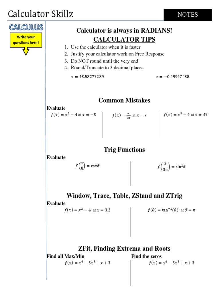 Calculator Tips | PDF | Maxima And Minima | Derivative
