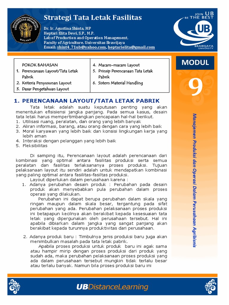 Modul 8 MPO - Strategi Tata Letak Fasilitas | PDF