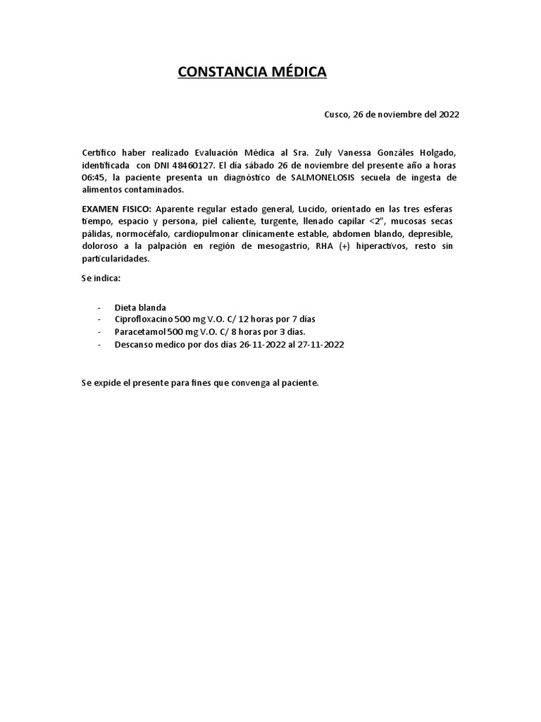 Constancia Médica - 2 | PDF