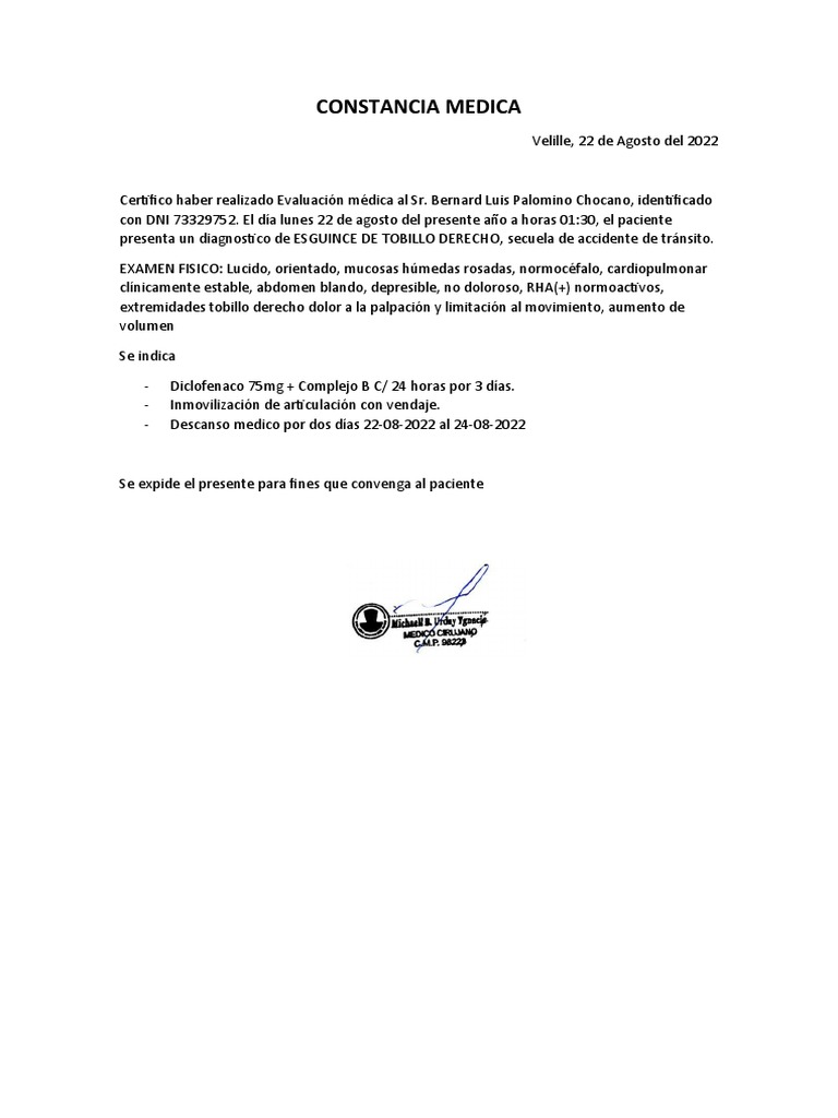 Modelo De Ficha Medicamodelo De Constancia Medica