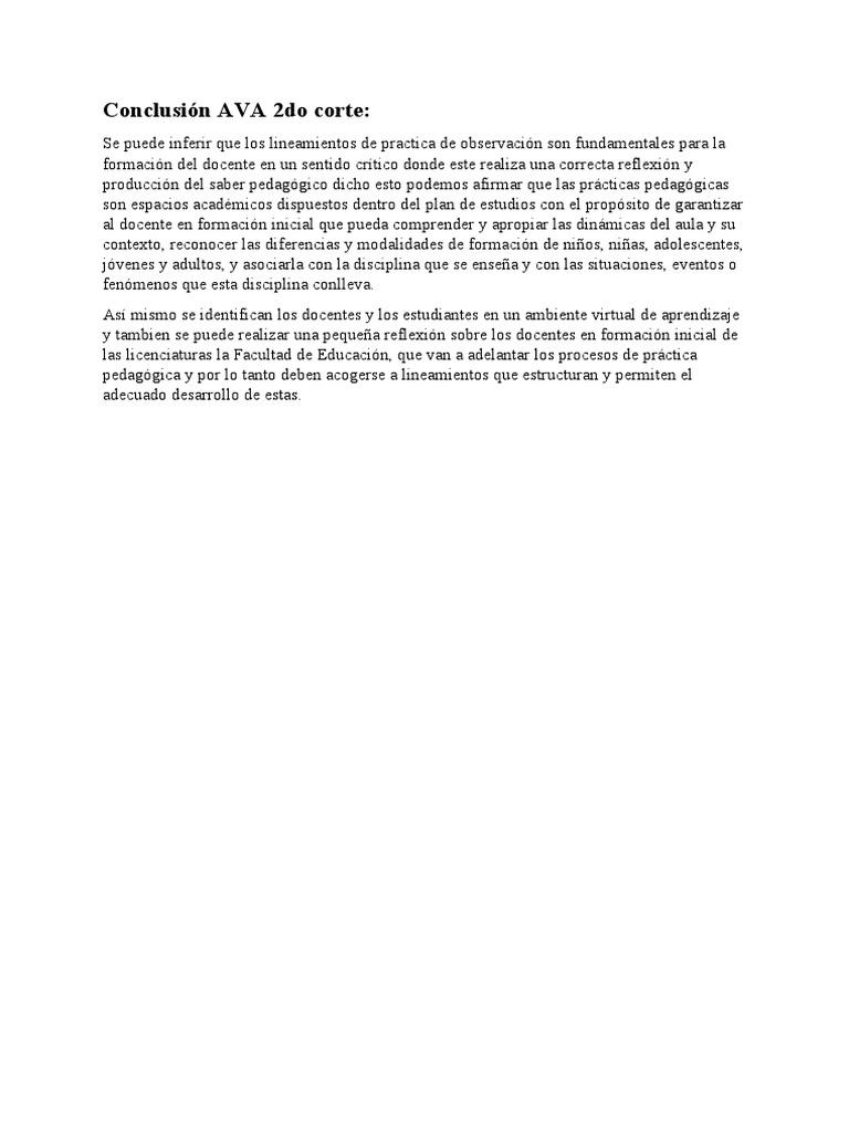 Conclusion Ava 2do Corte | PDF