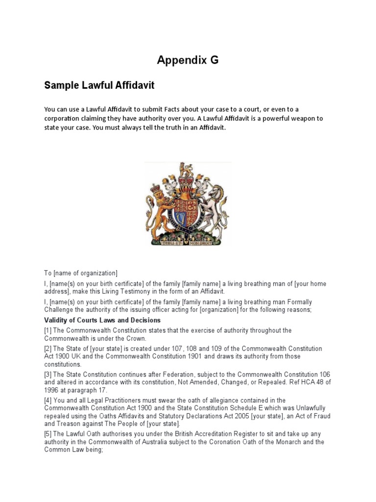 Appendix G 1 | PDF | Affidavit | Oath Of Office