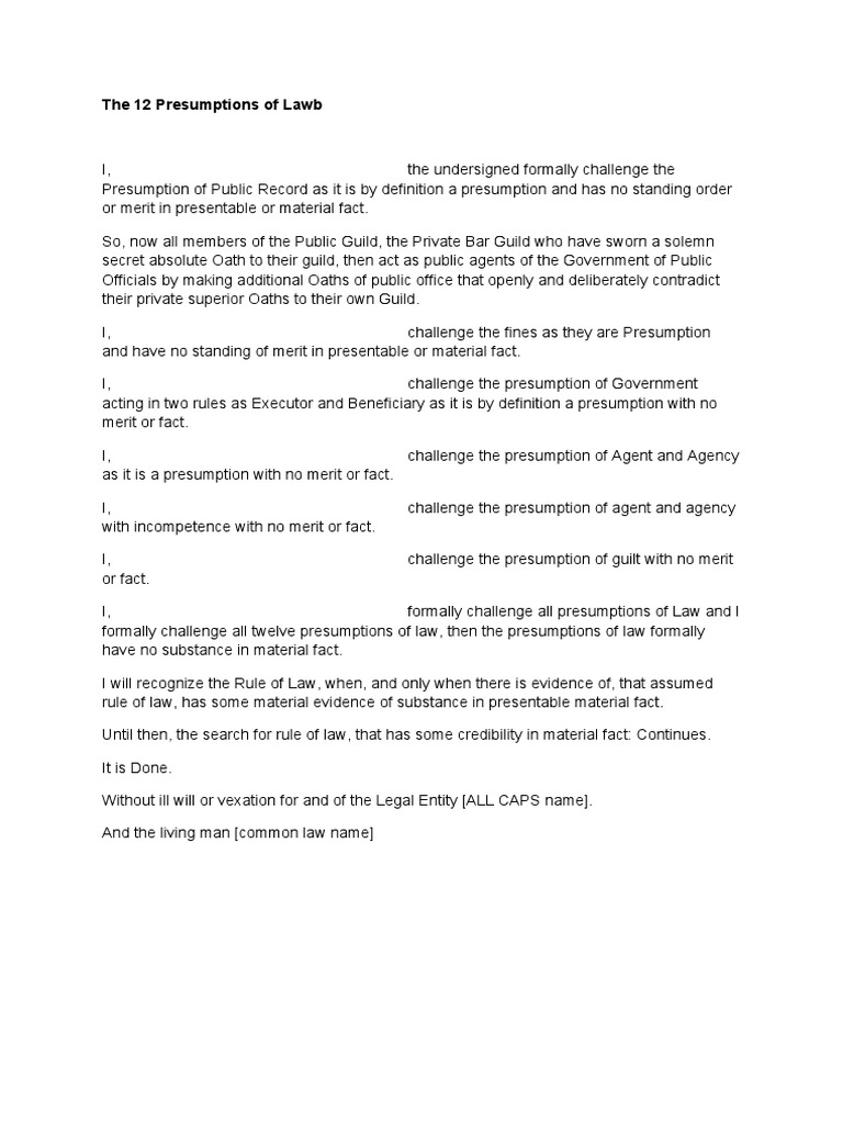 The 12 Presumptions of Law | PDF