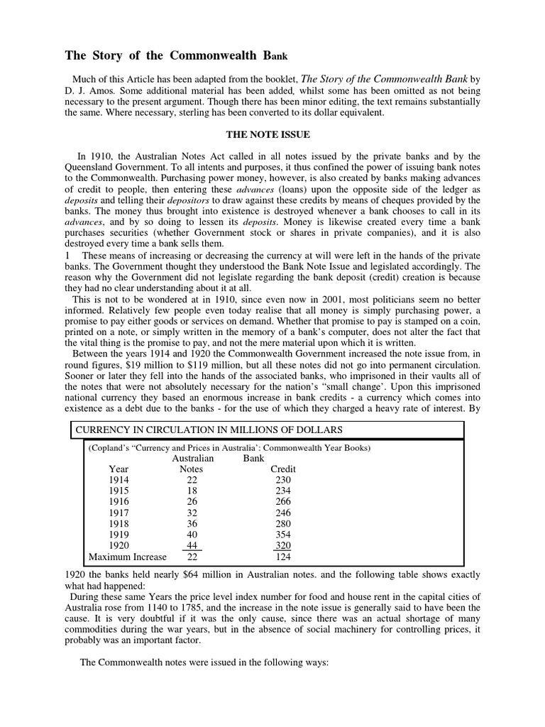 The Story of The Commonwealth Bank | PDF | Banks | Interest