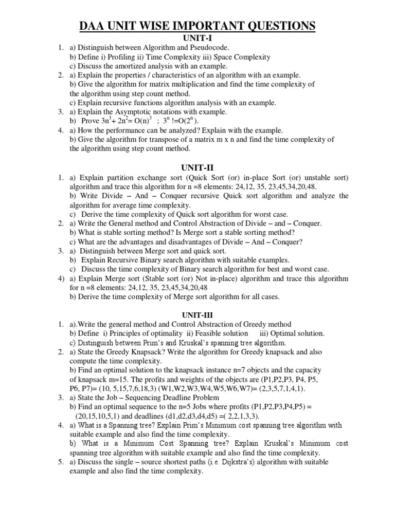 Important Questions New Pdf Time Complexity Algorithms 9810