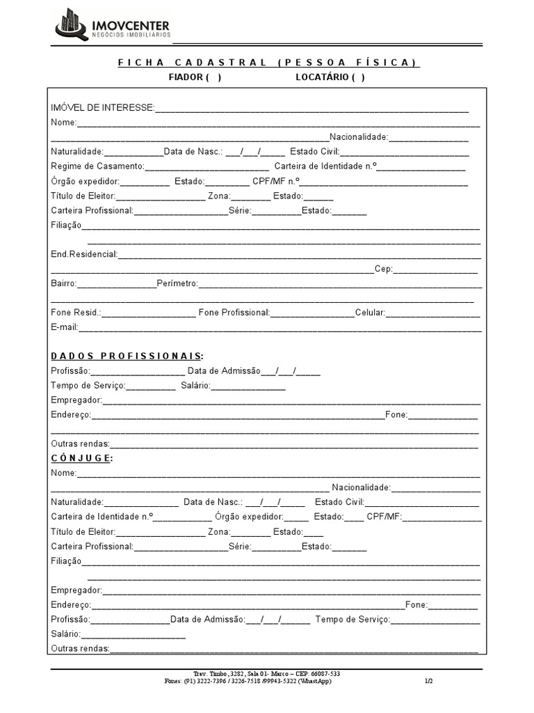 Ficha de Cadastro (1) Novo | PDF