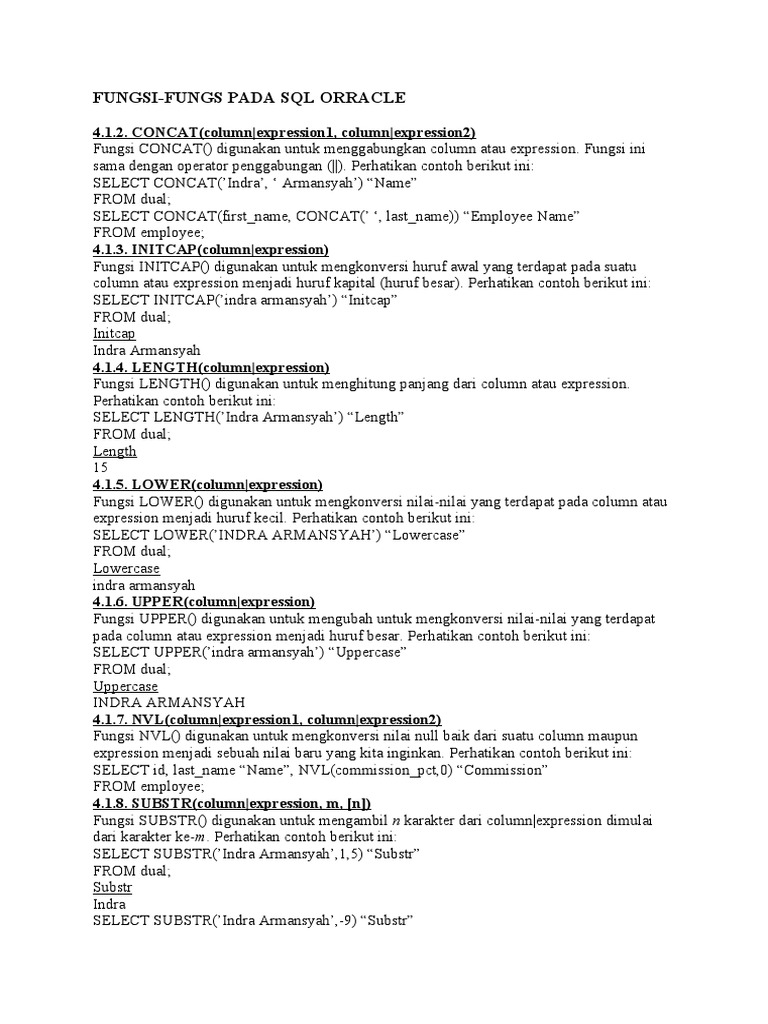 Fungsi-Fungsi Pada SQL Oracle | PDF