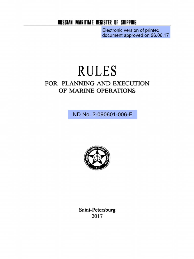 DNV Rules Planning Marine Operations | PDF