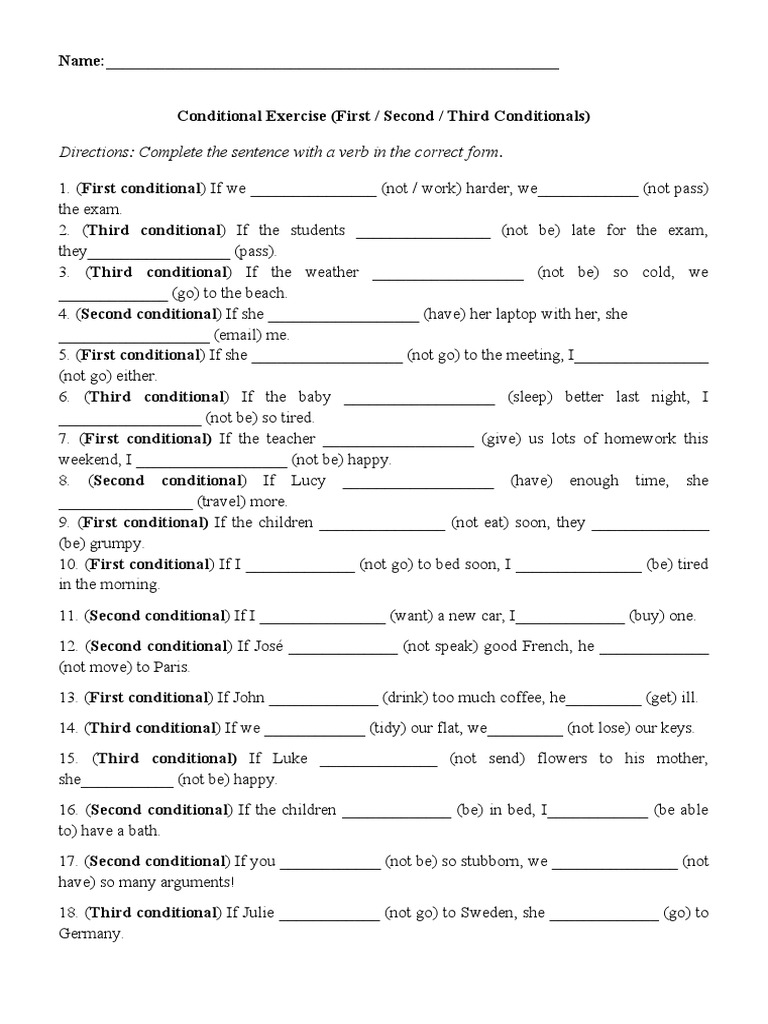Conditional Exercise | PDF