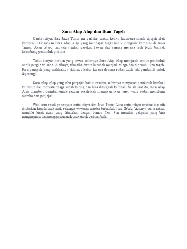 Sura Alap Alap Dan Ikan Tageh | PDF | Seni | Fiksi Misteri, Thriller, & Kejahatan