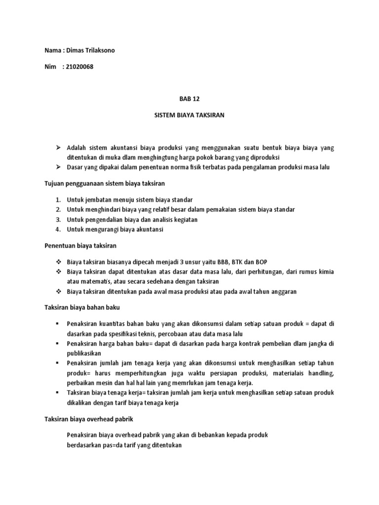 Bab 12 Sistem Biaya Taksiran | PDF
