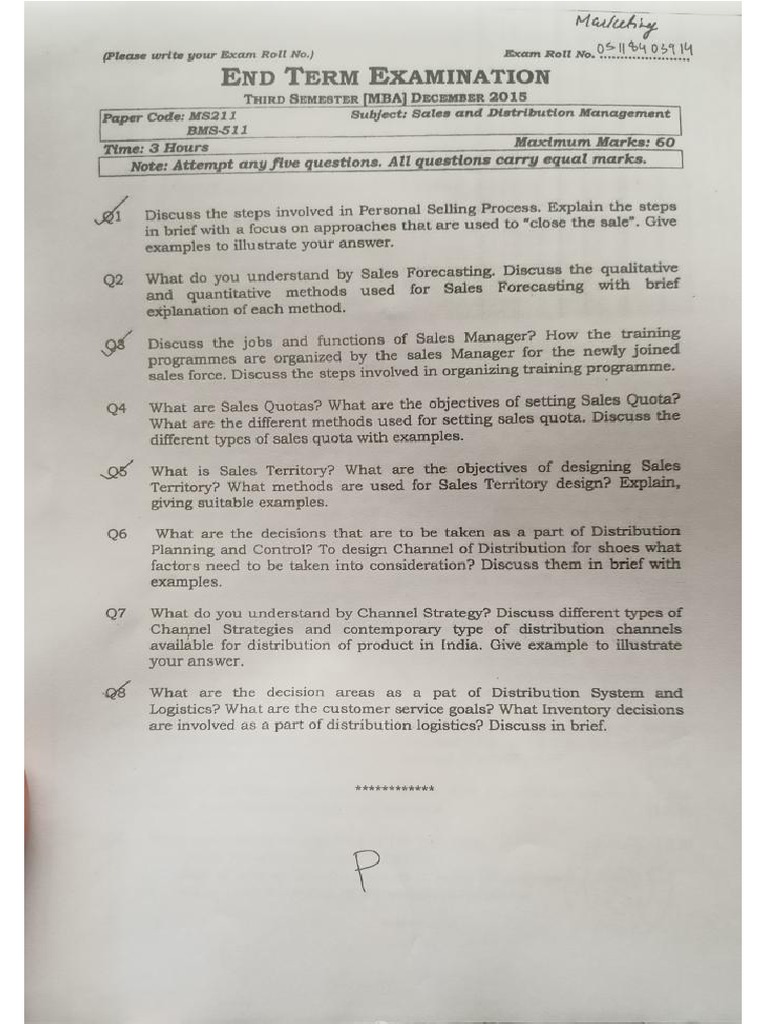 SDM Question Paper | PDF