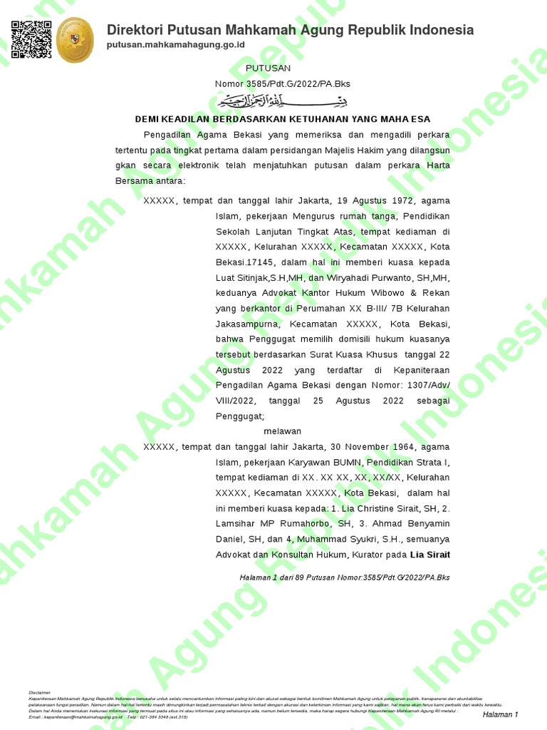 Putusan 3585 PDT.G 2022 Pa - Bks 20230115093234 | PDF