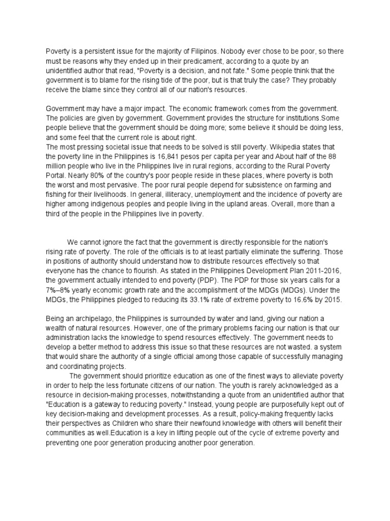 Argumentative Essay | Download Free PDF | Poverty | Poverty & Homelessness