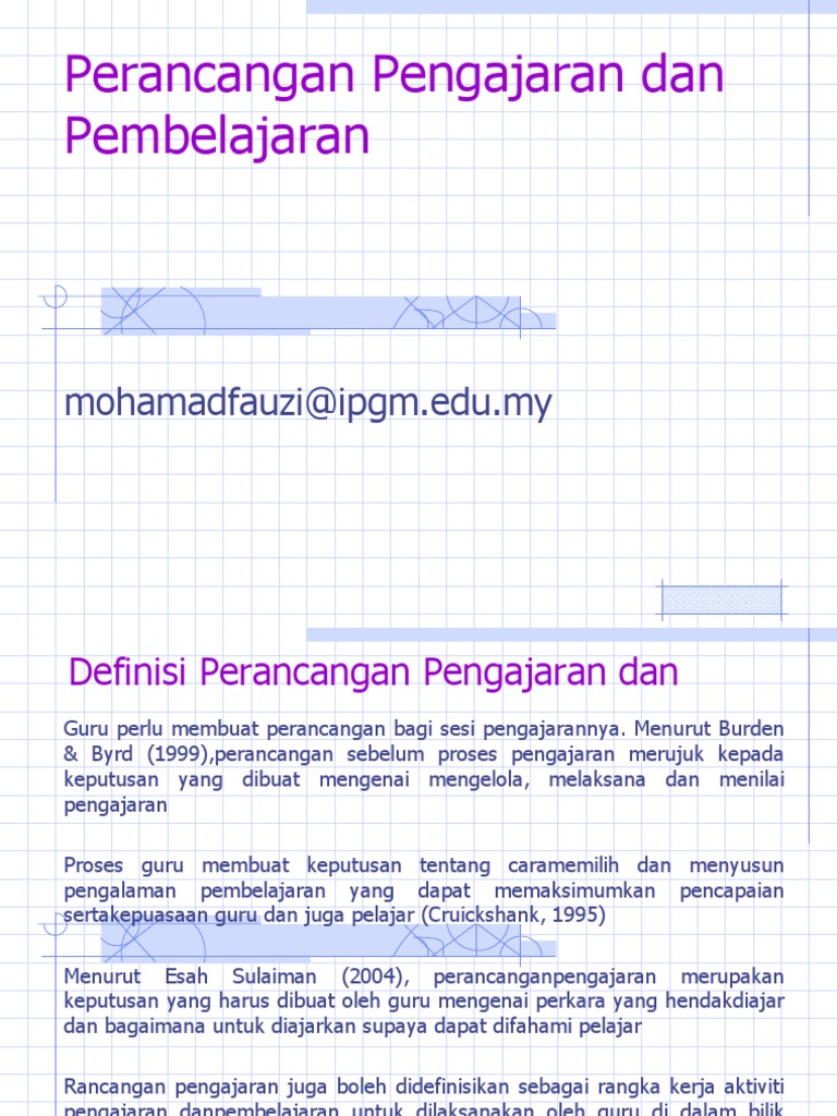 Perancangan Pengajaran Dan Pembelajaran | PDF