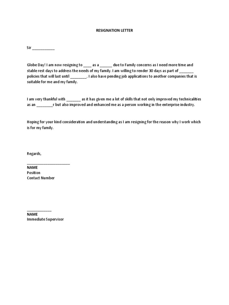 Resignation Letter Sample | PDF