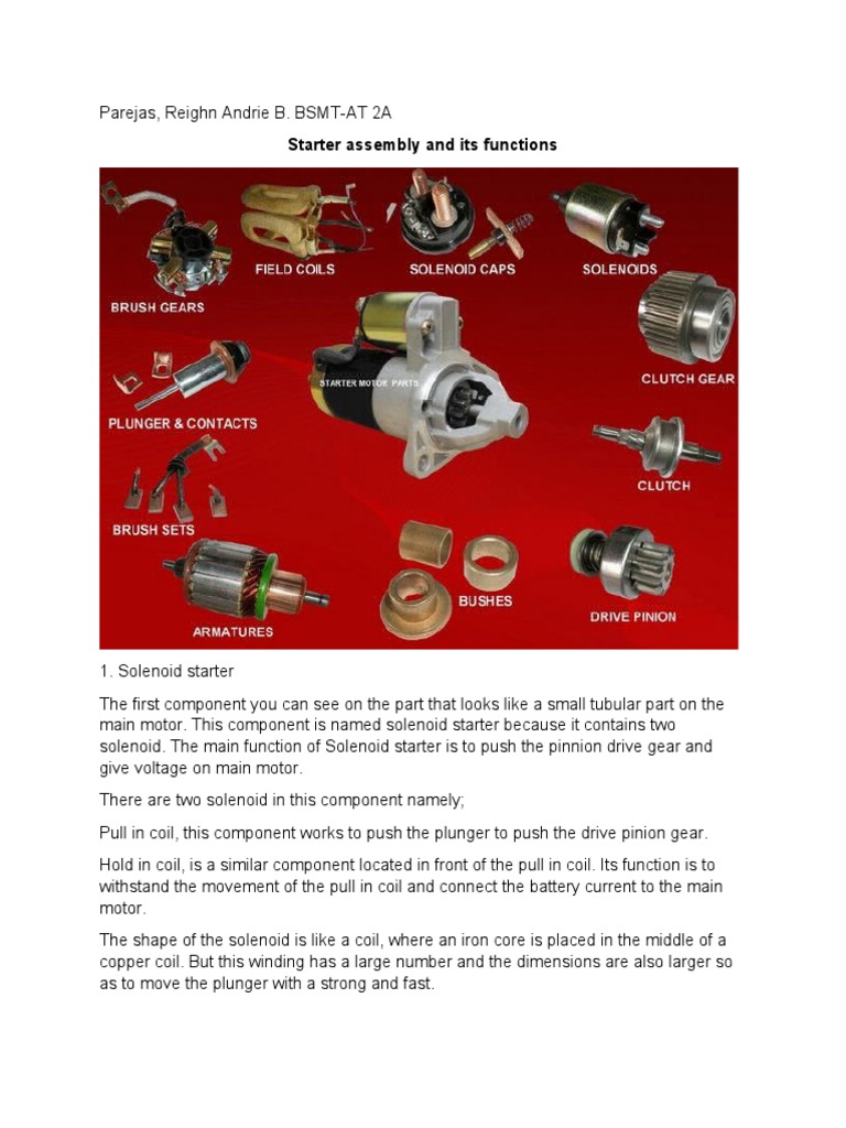 Starter Assembly | PDF | Electric Motor | Clutch