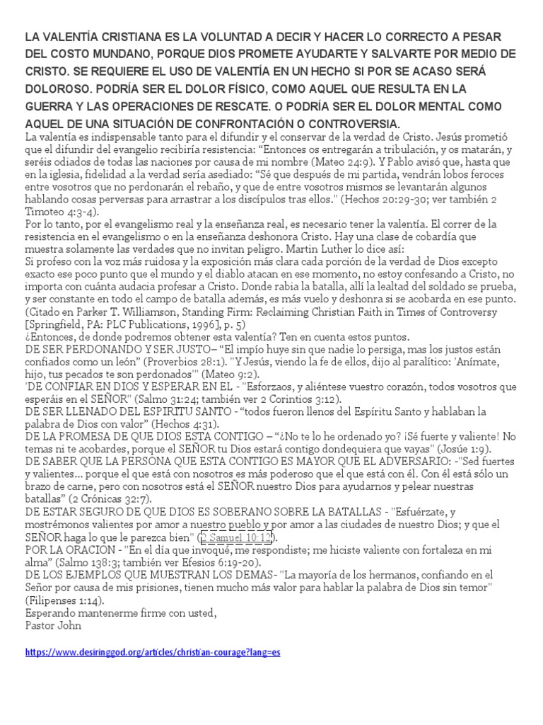 Valentía según la Biblia: Significado y Versículos | PDF | Jesús | Fe