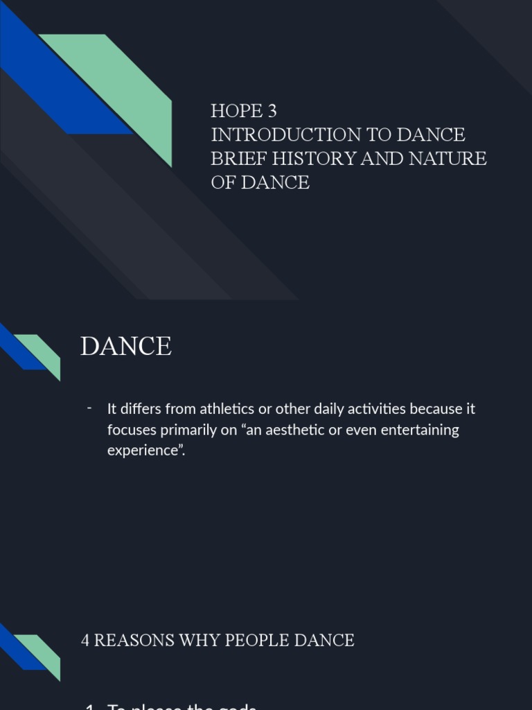 Hope 3 Introduction To Dance Brief History and Nature of Dance | PDF ...