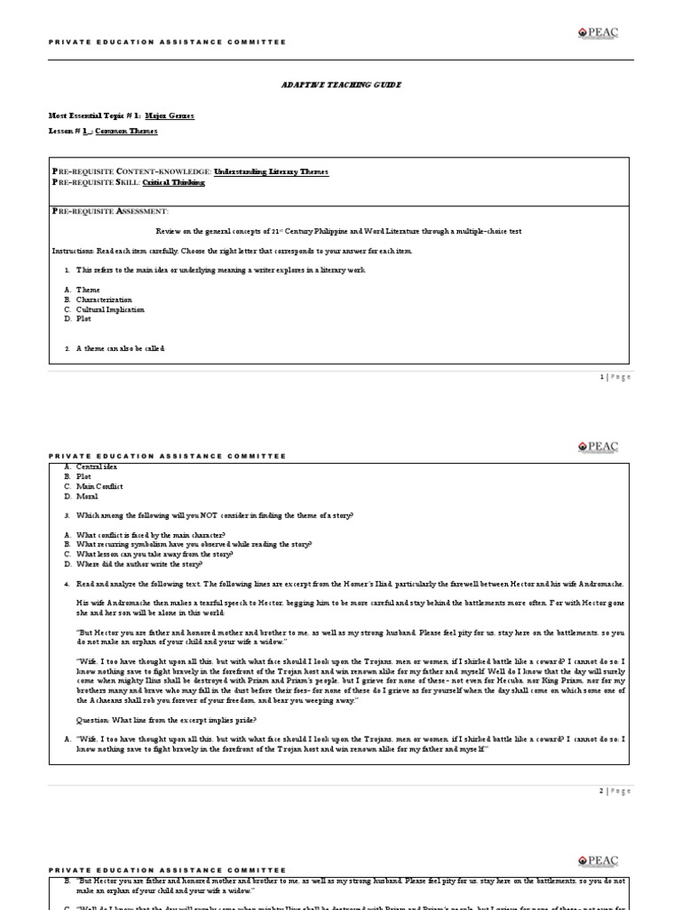 Adaptive Teaching Guide Lesson 1 | PDF