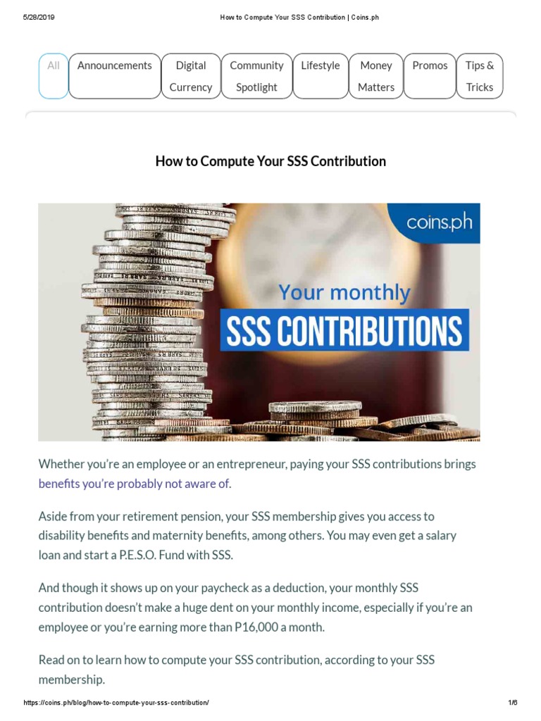 How To Compute Your SSS Contribution - Coins - PH | PDF | Salary ...