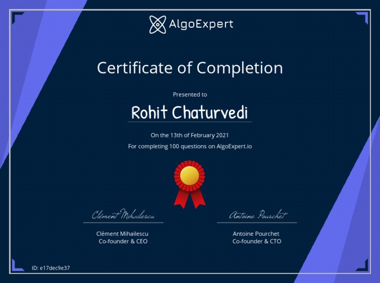 AlgoExpert Certificate | PDF