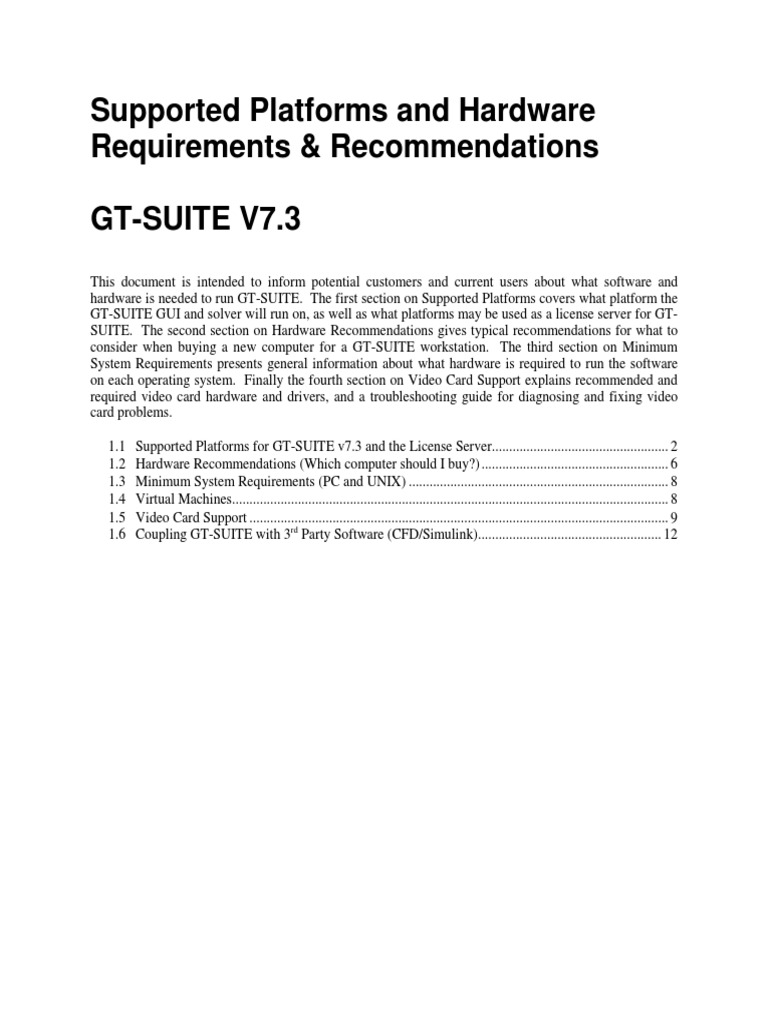 V73 Supported Platforms and Hardware | PDF | Central Processing Unit | Operating System