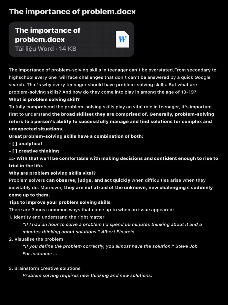 The Importance of Problem | PDF