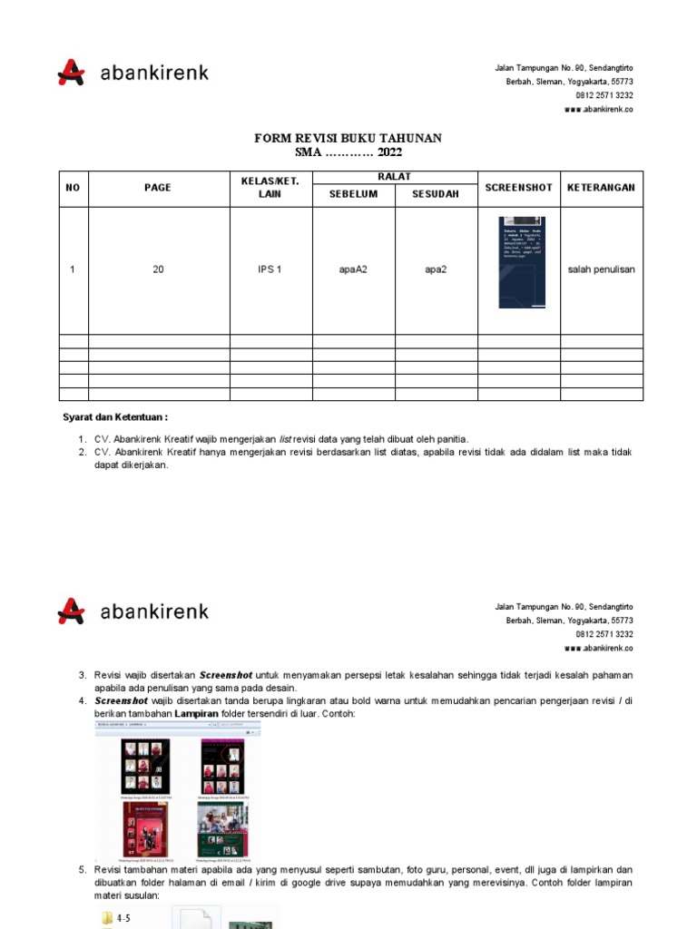 Contoh Mengisi Form Revisi Data Buku Tahunan | PDF