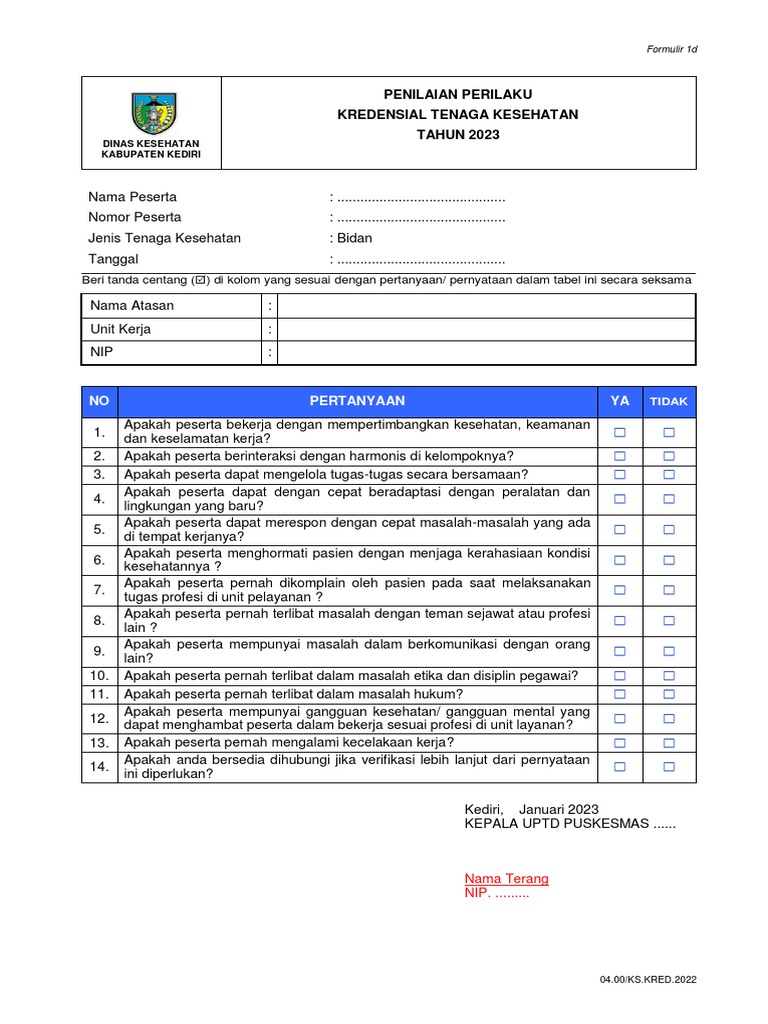 Formulir 1d - Penilaian Perilaku | PDF