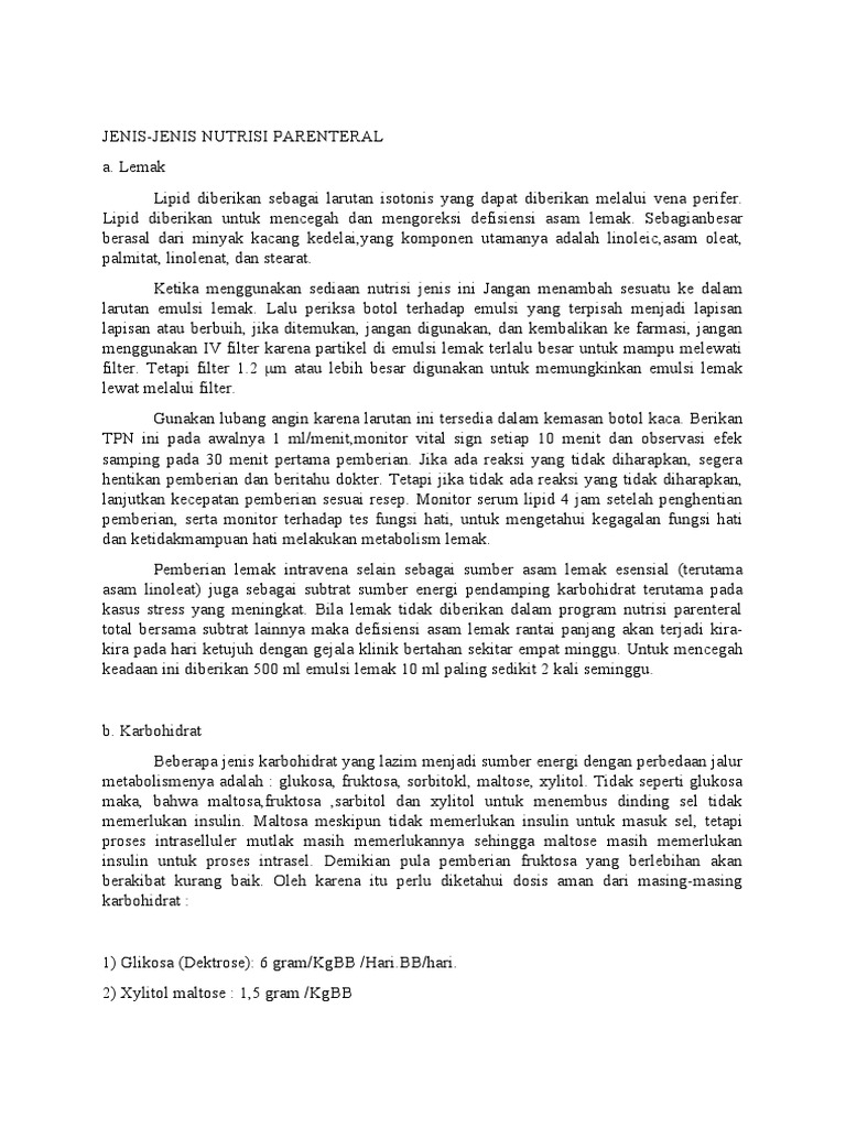 Jenis Dan Tujuan TPN | PDF