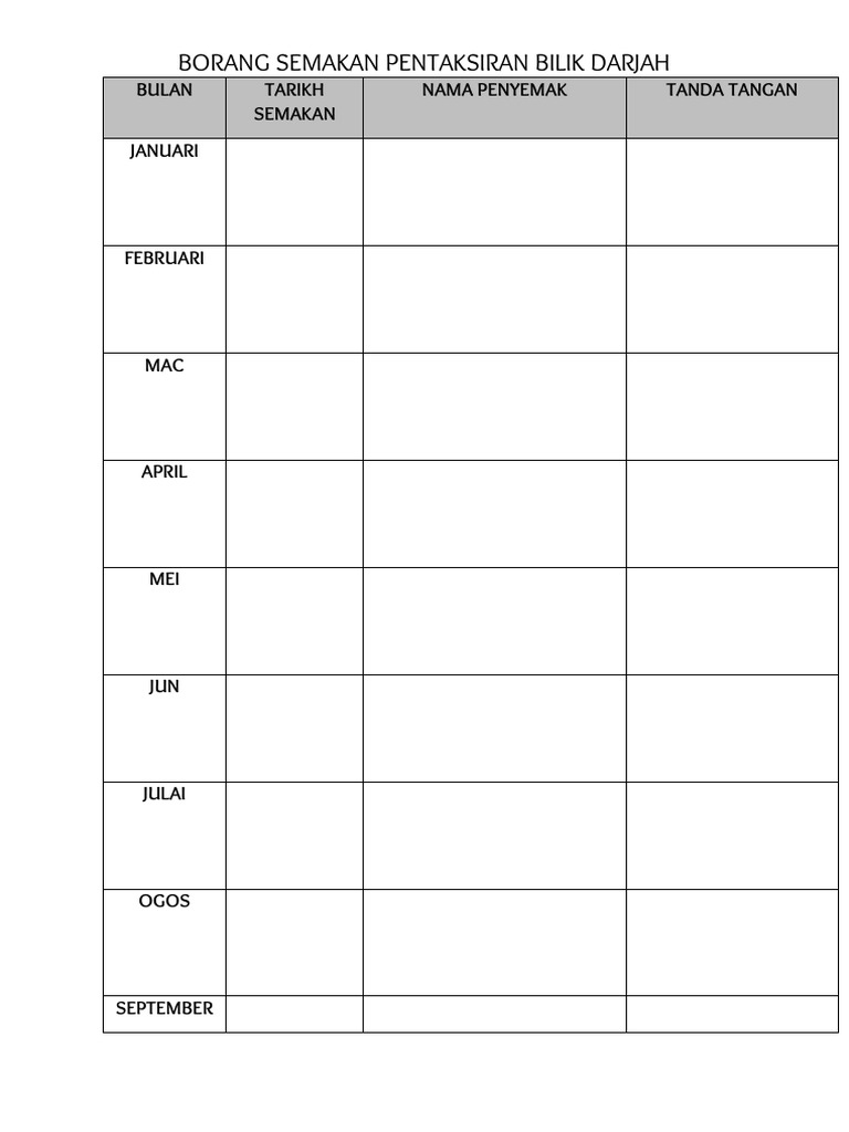 Borang Semakan Pentaksiran Bilik Darjah PBD Dis 2019 | PDF