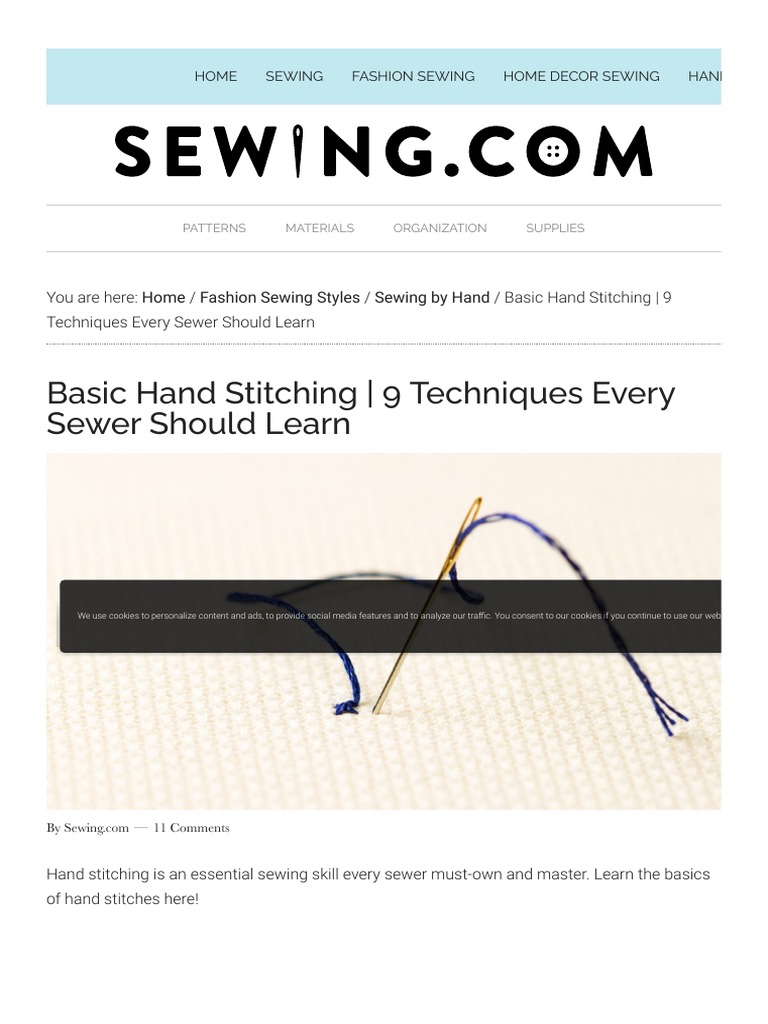 Basic Hand Stitching - 9 Techniques Every Sewer Should Learn | PDF ...